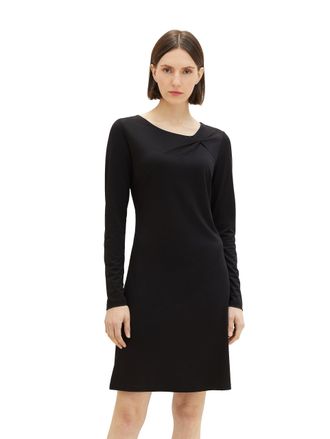 Tom Tailor Damen Kleid mit Knoten-Detail an der Schulter, deep black, 42
