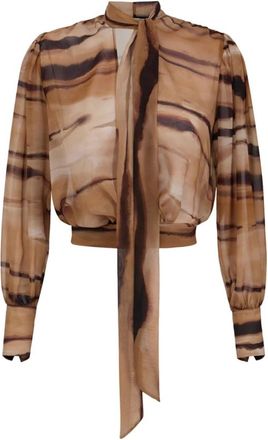 Elisabetta Franchi Femme, Blouses et Chemises, Multicolore, Taille: 40 FR Blouse en mousseline avec imprim&eacute; tigre