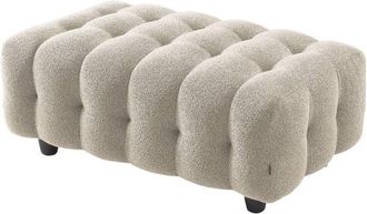 Sweeek Pouf. module pour canapé. repose-pieds pour canapé dangle 3 places en bouclette texturée beige L 115 x P 70 x H 48cm - Leon