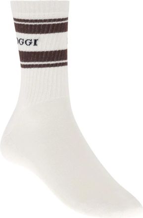 Boggi Milano Homme, Sous-v&ecirc;tements, Beige, Taille: ONE Size Chaussettes &agrave; Rayures avec Logo