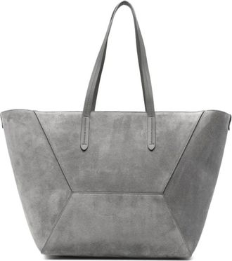 Brunello Cucinelli Femme, Sacs, Gris, Taille: ONE Size Panelled Suede Tote