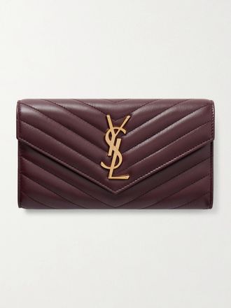 Saint Laurent Pochette En Cuir &Agrave; Surpiq&ucirc;res - Bordeaux