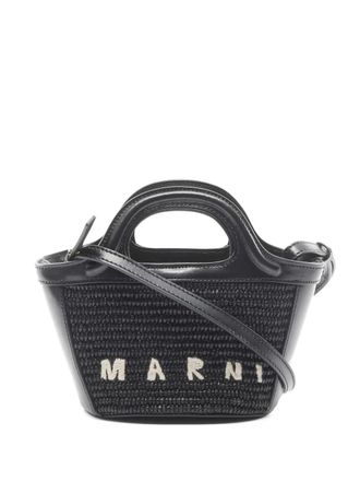 Marni sac cabas Tropicalia en raphia format micro (ann&eacute;es 2010) - Noir
