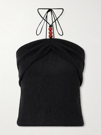 Magda Butrym Haut Dos Nu En Lyocell M&eacute;lang&eacute; Textur&eacute; &Agrave; Ornements - Noir