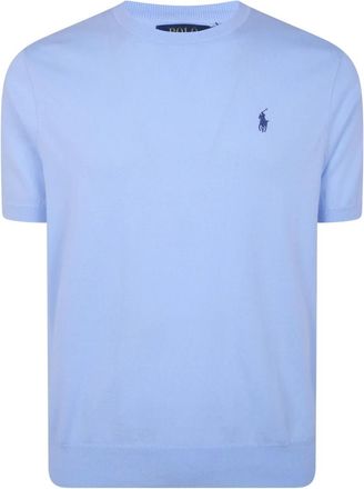 Polo Ralph Lauren Homme, Tops, Bleu, Taille: M Pull Tricot Manches Courtes Col Rond