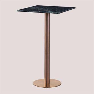 Sklum Hoher quadratischer Bartisch aus Marmor (60x60 cm) Cosmopolitan Ros&eacute;gold Gr&uuml;ner Marmor