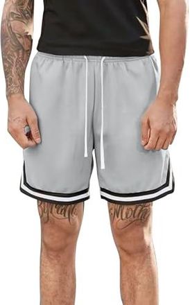 Generic Short de basketball long pour homme avec poches en maille - S&eacute;chage rapide - L&eacute;ger - Ananas - Yoga, Cendr&eacute; clair, 6XL