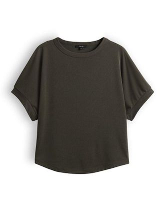 OPUS Kurzarmshirt Setama mit Rippstruktur Boxy Shirt Der abgerundete Saum wirkt modern und unkompliziert