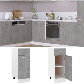 vidaXL Schrank mit Schublade Grau Beton 30x46x81,5 cm Melaminharz