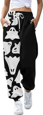 Generic Pantalon de surv&ecirc;tement taille haute pour femme - Pantalon de jogging sportif et actif avec poches - Pantalon ample pour femme de petite taille, Noir,