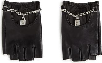 Karl Lagerfeld Handschuhe - K/AUTOGRAPH FINGERLOSE HANDSCHUHE MIT VORHÄNGESCHL - Gr. L - in Schwarz - für Damen