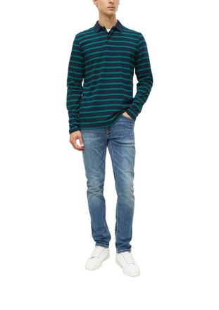 s.Oliver Langarm-Poloshirt im Streifen-Look / Baumwolle