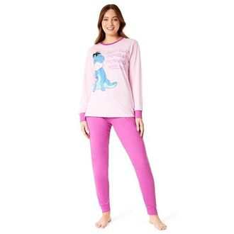Disney Stitch Pyjama Femme Chaud V&ecirc;tements de Nuit Femme et Ado Longues Ensemble Pyjama 2 Pi&egrave;ces Doux et Chaud Id&eacute;e Cadeau pour Elle (Rose Bourriquet, S)