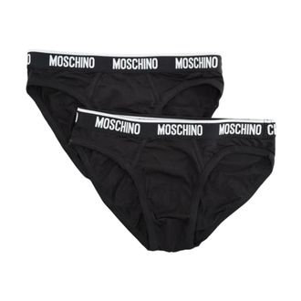 Moschino Homme, Sous-v&ecirc;tements, Noir, Taille: 2XL Slip Elastico Logato Bi-Pack