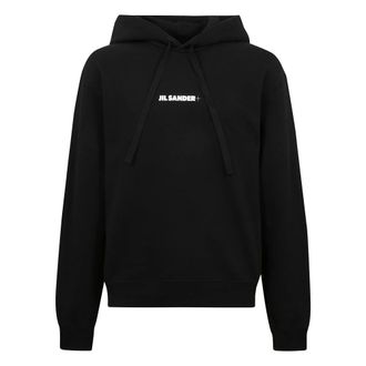Jil Sander Homme, Sweatshirts et sweats à capuche, Noir, Taille: L Sweat à capuche en coton avec logo