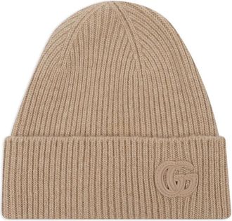 Gucci Gerippte Beanie mit GG-Patch - Braun