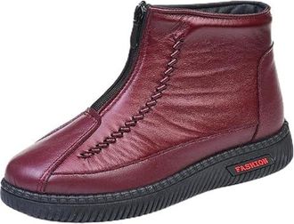 Generic Bottines antidérapantes pour femme - En polaire légère - Épais - Chaudes - En coton - Avec fermeture éclair sur le devant, bordeaux, 38.5 EU