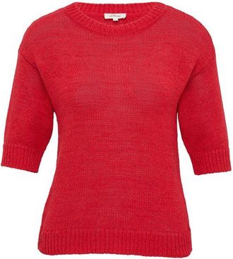 s.Oliver Kurzarmpullover Strickpullover Strickpullover aus B&auml;ndchengarn mit 3/4-&Auml;rmeln
