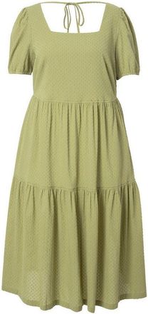 Ulla Popken Maxikleid Maxikleid Carree-Ausschnitt Puff-Halbarm