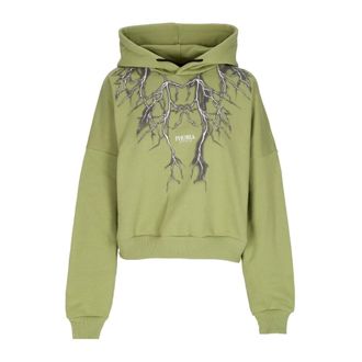 Phobia Archive Femme, Sweatshirts et sweats &agrave; capuche, Vert, Taille: 40 FR Lightning Crop Sweat &agrave; capuche