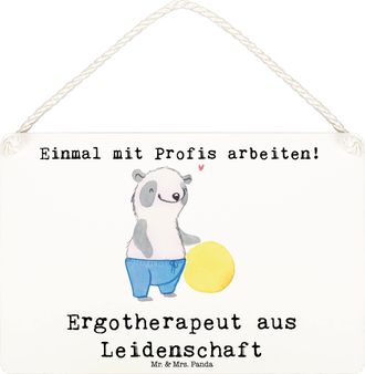 Mr. & Mrs. Panda holzbild Ergotherapeut Leidenschaft DIN A6 - Geschenk, Lustig, Spruch, T&uuml;rschild Familie, Wandschild, Witzig, Ausbildung, Schild, Holzschild, Beruf