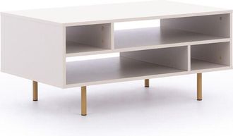 Furnix Frunix Couchtisch Mortia Sofatisch mit Ablagen Metallf&uuml;&szlig;e Kaschmir