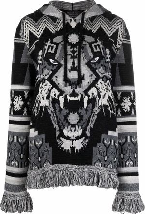 Philipp Plein hoodie en laine &agrave; franges - Noir