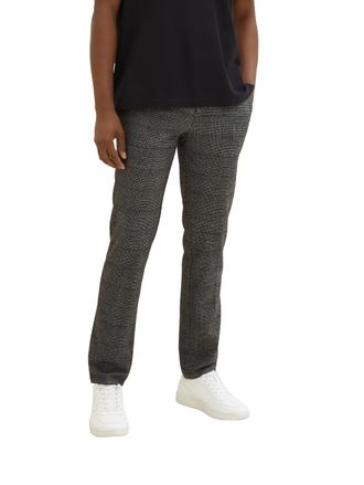 Tom Tailor Herren Regular Fit Chino Hose mit Bügelfalte, grey black grindle check, 30/34