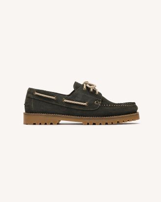 Faguo Chaussures bateau kaki et beige