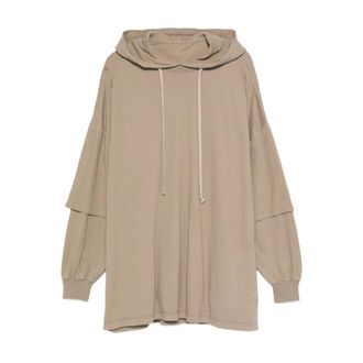 Rick Owens Doppellagiger Kapuzenpullover aus Baumwolle - - Sweatshirts & Hoodies - Herren - Beige - ONE SIZE