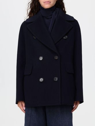 Max Mara S Max Mara Kurzer zweireihiger Mantel aus reiner Schurwolle mit Pattentaschen