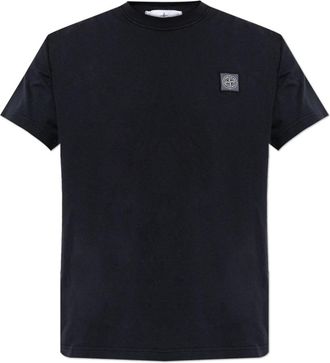 Stone Island Homme, Tops, Bleu, Taille: 2XL T-shirt avec &eacute;cusson logo
