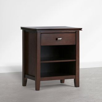 Simpli Home SIMPLIHOME Artisan Nachttisch - 61 cm breiter Nachttisch aus Massivholz in Herbstbraun, &Uuml;bergangs-Nachttisch f&uuml;r Schlafzimmer, mit Schublade und offen