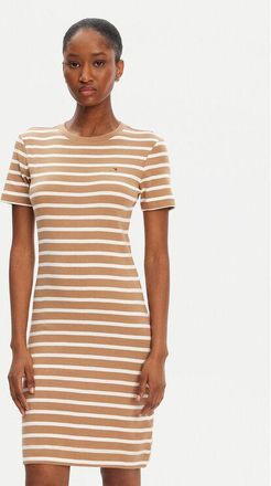 Tommy Hilfiger Kleid f&uuml;r den Alltag New Cody WW0WW42721 Beige Slim Fit