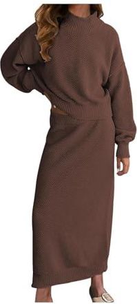 Generic 2025-2 Pi&egrave;ces Robe Sexy Femme Manche Longue- Robe Portefeuille Col Roul&eacute; Tricot Casual Ample Confortable Chic Et &Eacute;l&eacute;gants Couleur Unie Temp&eacute;rament Ens