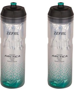 Z&eacute;fal Pack Arctica 75 - Lot de Deux Bidons V&eacute;lo 750 ML - Gourde V&eacute;lo Isotherme - Inodore et Etanche - Bidon Sport sans BPA - Argent/Vert Caraibe