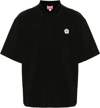 Kenzo Homme, Tops, Noir, Taille: XL Polo Noir avec Patch Floral