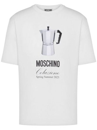 Moschino t-shirt &agrave; slogan imprim&eacute; - Blanc