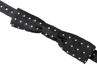 Dolce & Gabbana Black Polka Dot Silk Adjustable Men Neck Papillon Bow Tie