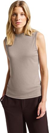 Street One Damen 3227355 Silk-Look Rippstruktur-Top, Morning beige, 44