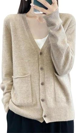 Generic Cardigan en laine m&eacute;rinos avec col en V et poche simple boutonnage pour femme, Y011, S