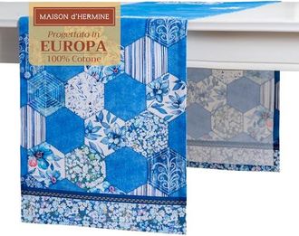 Maison d'Hermine Summer Blues Chemin de Table en 100 % Coton pour f&ecirc;tes, d&icirc;ners, Vacances, Cuisine, Printemps/&eacute;t&eacute; (50cm x 150cm)
