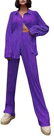 Generic 2026 Ensemble Pantalon Deux Pi&egrave;ces pour Femme Chemise Boutonn&eacute;e Florale Taille Haute Style Streetwear d&Eacute;t&eacute; Confortable et Tendance