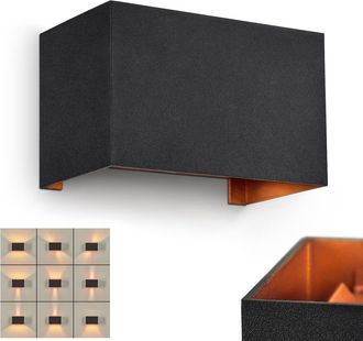 HOFSTEIN Wandleuchte Badajoz, moderne Wandlampe aus Metall in Schwarz/Kupferfarben, eckige Leuchte mit verschiedenen Lichteffekten, Up & Down Leuchte, 1-flammi