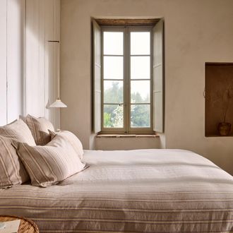 Madura Housse De Couette Lelio Naturel ray&eacute; - BEIGE