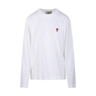 Ami T-shirt &agrave; manches longues blanc - Femme - Tops - Blanc - Taille: 42 FR