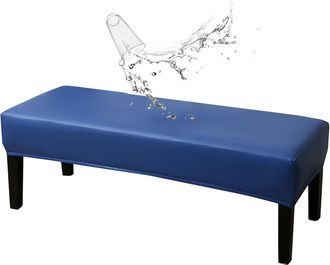Generic Wasserdichter Esszimmerbankbezug Aus PU-Leder, Stretch-Schonbezug F&uuml;r Holzbank, Abnehmbar Und Waschbar, Universal-Gr&ouml;&szlig;e(Blue,150cm(59.1in))
