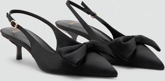Mango Chaussures naud satin&eacute; noir - Femme - 35 - MANGO