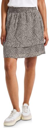 Street One Damen A361748 Gemusterter Chiffon-Rock, Nomad Brown, 44W