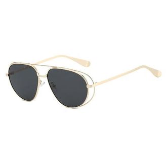 Generic Lunettes de soleil ovales en m&eacute;tal de style vintage pour femme - Lunettes de f&ecirc;te l&eacute;g&egrave;res et luxueuses, design creux, pare-soleil unique, Cadre dor&eacute; C